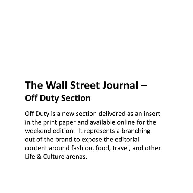 WSJ Off Duty Weekend Edition | PDF