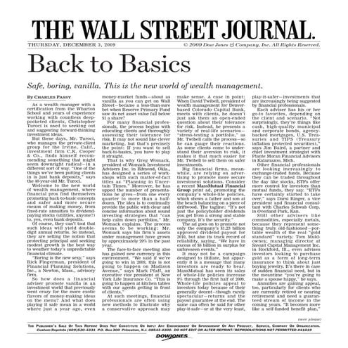 Wsj Reprint Back To Basics[1] | PDF