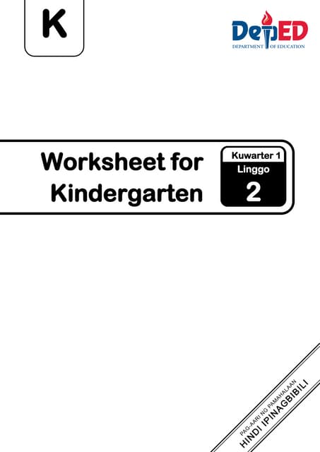 Worksheet Kindergarten Matatag Quarter 1 Week 5 | PDF