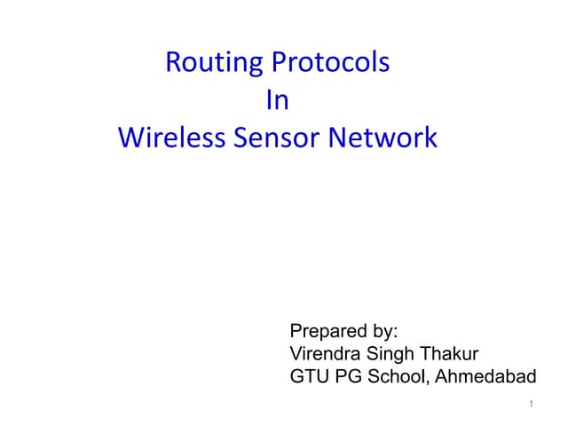 Wireless Sensor Network Routing Protocols Ppt