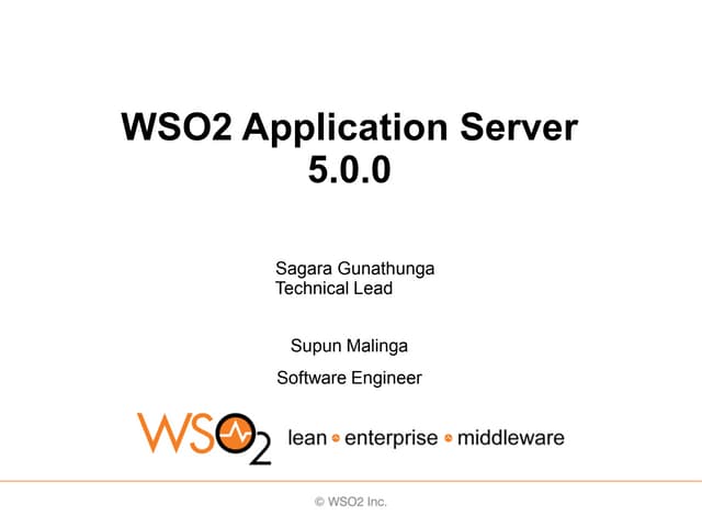 WSO2 Application Server - 5.0.0 | PPT WSO2 Application Server - 5.0.0 | PPT