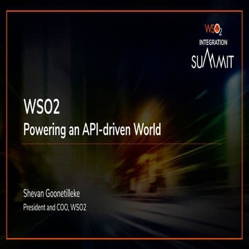 Wso2 Integration Summit Singapore 2019 The Api Driven World Ppt