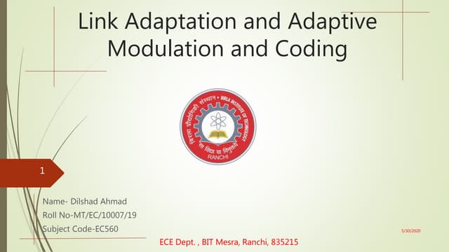Link Adaptation And Adaptive Coding Modulation System Ppt