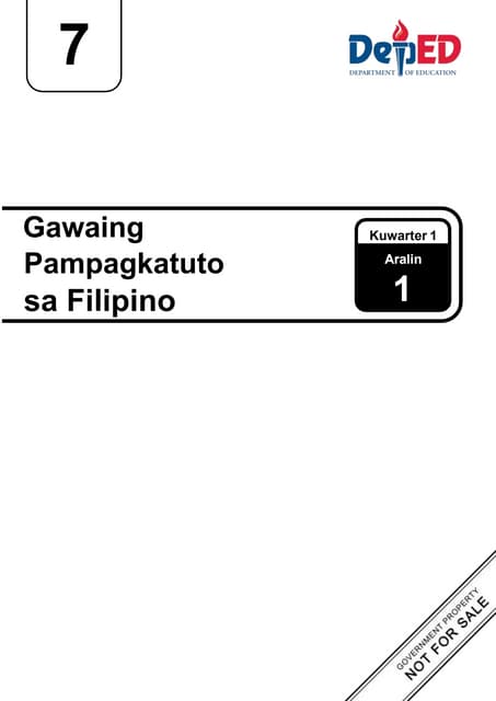 LESSON EXEMPLAR FILIPINO 7 - WEEK 1 - MATATAG CURRICULUM | PDF