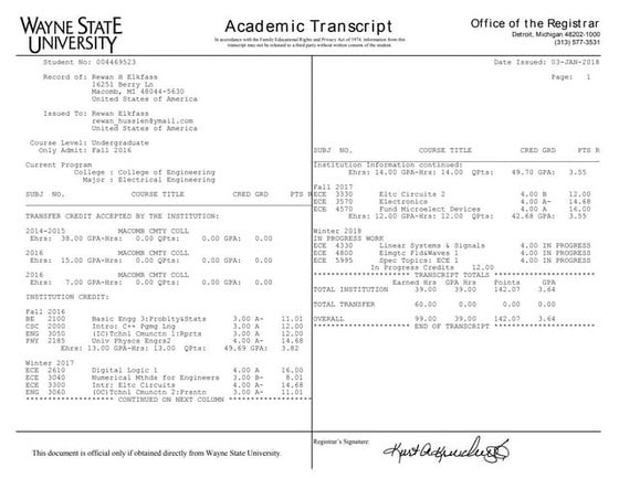 Parchment Official Transcript | PDF