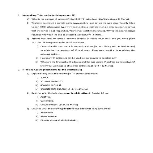 Web Server and Web Technology Exam paper | PDF