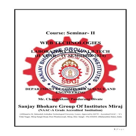 Web Technology Lab Manual For Undergraduate Programs Pdf