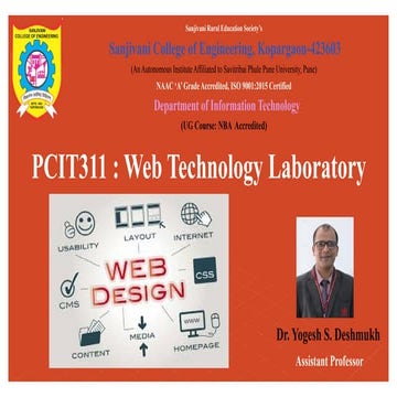 Web Technology Overview with list of assignments along with the ...