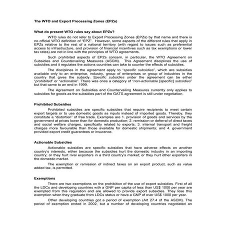 WTO Agreement on Subsidies and Countervailing Measures | PDF