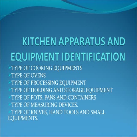 2.0 kitchen apparatus and equipment identification | PPT