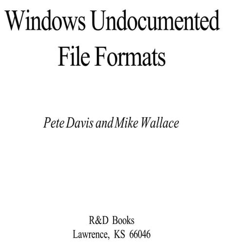 Windows Undocumented File Formats R and D Books | PDF