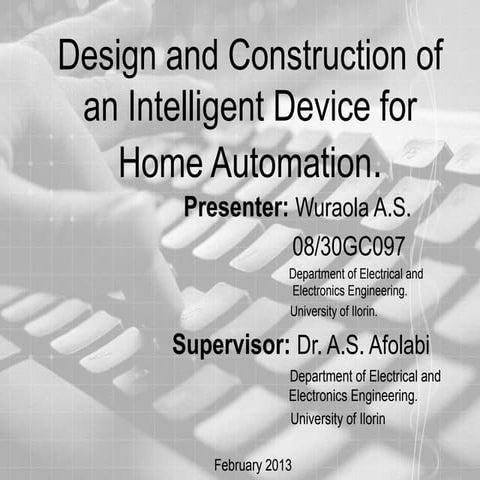 Home Automation: Design and Construction of an intelligent design for ...