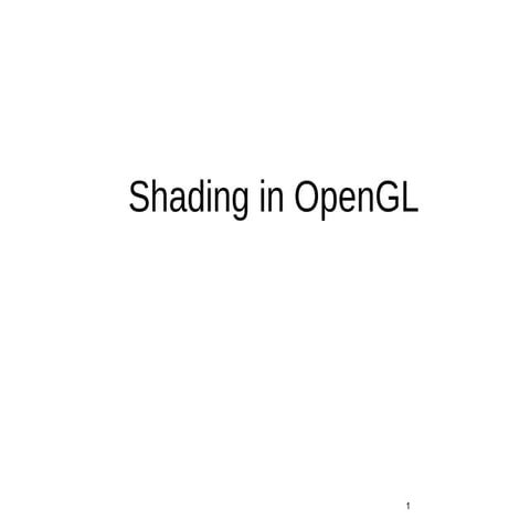 Shading In Opengl Ppt 