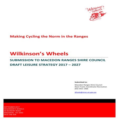 Wilkinson's Wheels - Making Cycling the Norm in the Ranges | PDF
