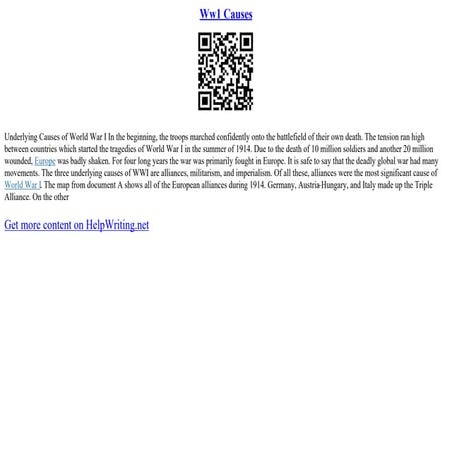 Causes Of Ww1 Essay | PDF