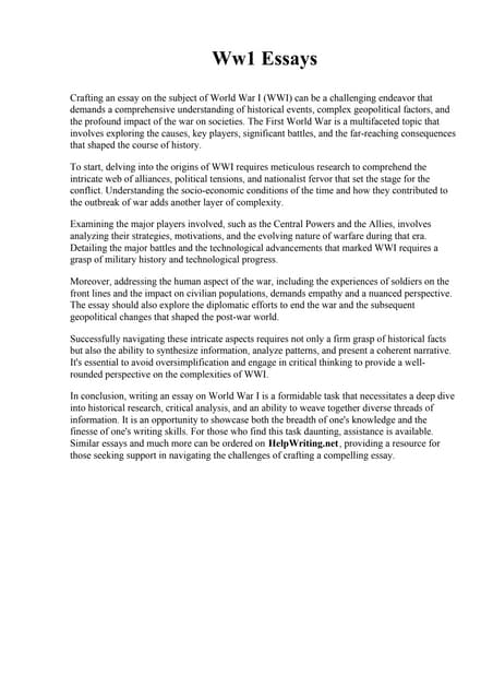 Causes And Effects Of World War 1 Essay.pdf