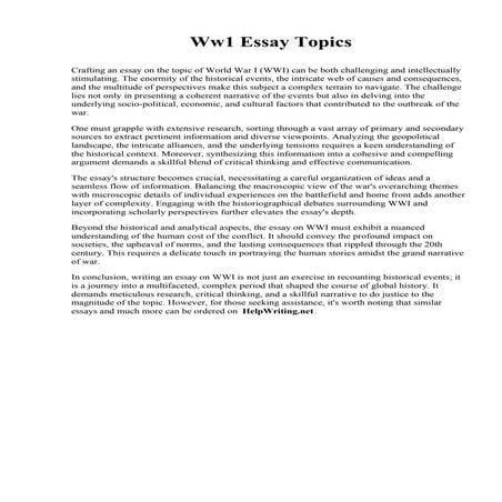 Ww1 Essay Topics | PDF