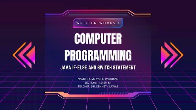 Computer Programming 1 Computer Programmingcomputer Programmingcomputer 3147