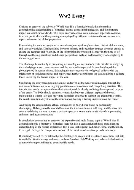 World War Ii Essay. Detroit Business Institute | PDF