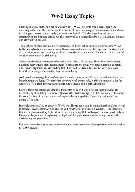 World War Ii Essay. Detroit Business Institute | PDF