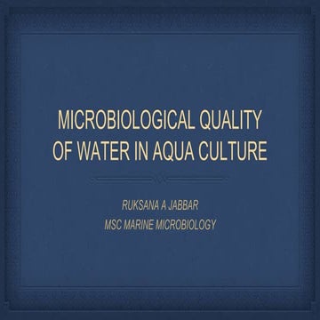 microbiological quality of water in aquaculture. | PPTX