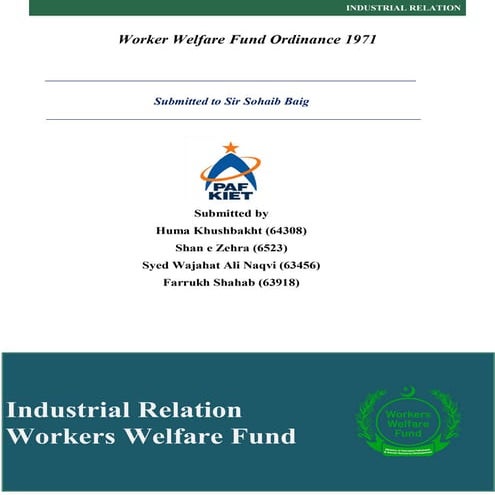 Workers Welfare Fund (WWF) Report | PDF