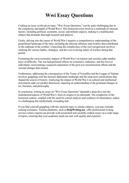Causes And Effects Of World War 1 Essay.pdf