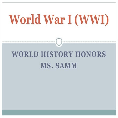 Lesson 1 - Introduction to World War one | PPTX