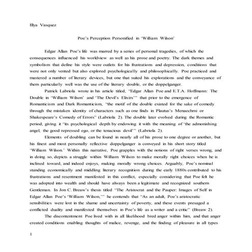 Poe's William Wilson analysis | DOCX