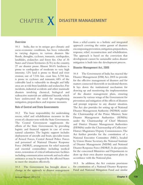 National policy on disaster management | PPT