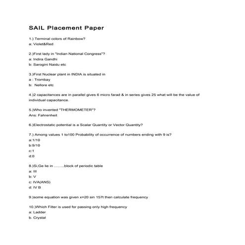 (Www.entrance exam.net)-sail placement sample paper 3 | DOC