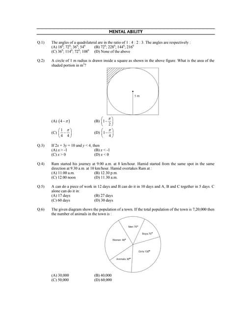 MENTAL ABILITY PRACTICE QUESTIONS | PDF