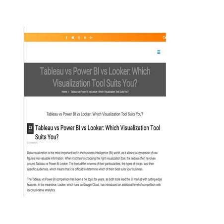 Power BI vs Tableau vs Looker - Which BI Tool is Right for You? | PDF