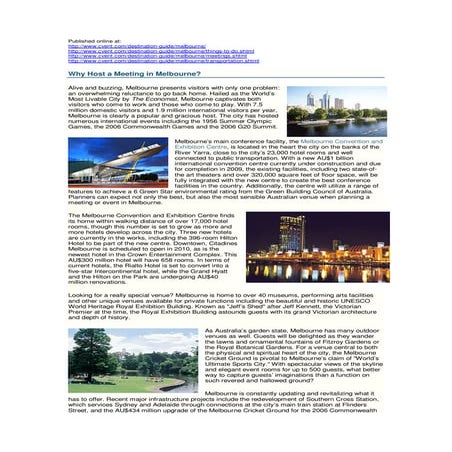 Melbourne Destination Guide | PDF