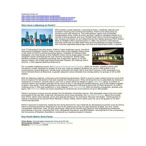 Perth Destination Guide | PDF
