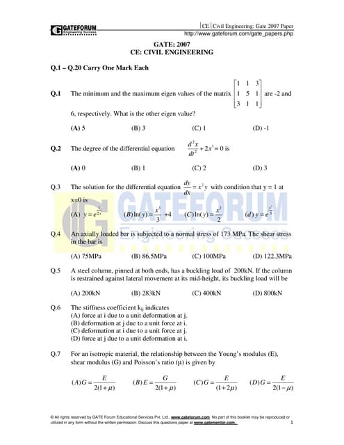 Aerospace Engineering (AE) - Gate Previous Question Paper 2011 Download ...
