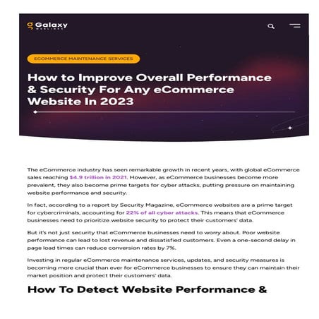 How to Improve Overall Performance & Security For Any eCommerce Website ...