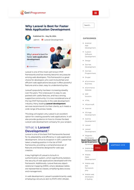 Why Laravel Is Best For Faster Web Application Development Pdf