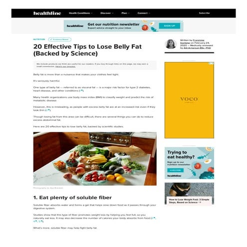 20 Effective Tips to Lose Belly Fat | PDF