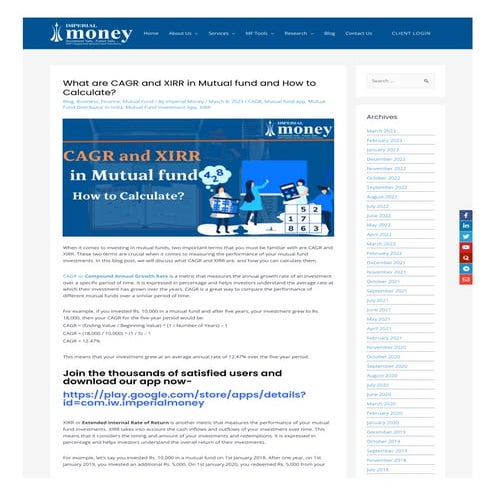 What Are Cagr And Xirr In Mutual Fund And How To Calculate Pdf