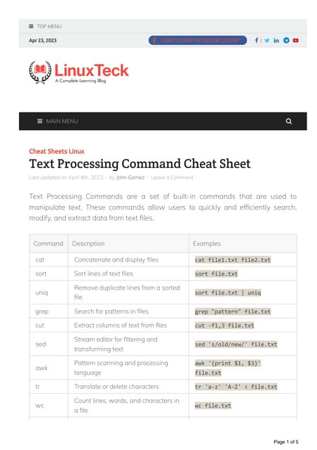 Linuxteck Com Text Processing Commands Pdf 2247