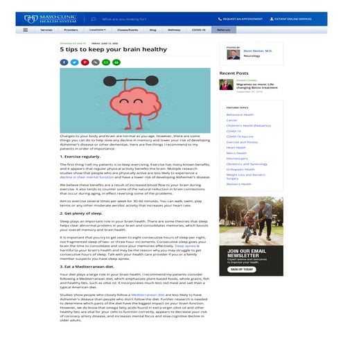 A healthy brain and taking care of it | PDF