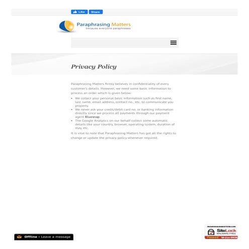 Paraphrasing Matters | Privacy Policy | PDF