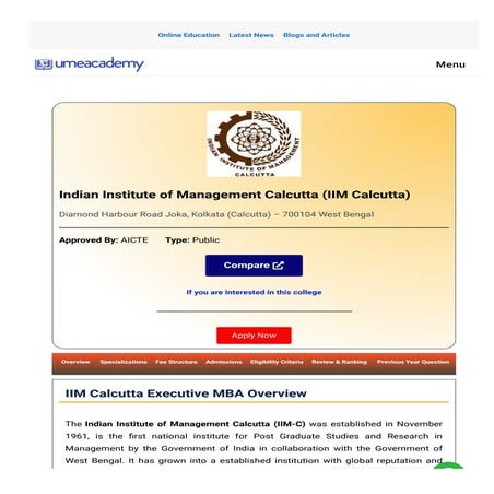 iim kolkata executive mba fees | PDF