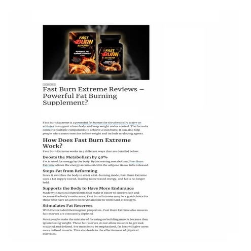 Fast Burn Extreme Reviews – Powerful Fat Burning Supplement? | PDF