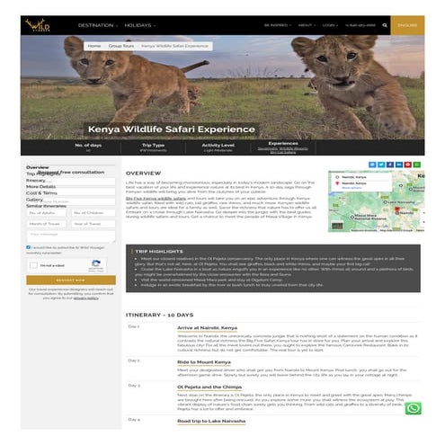 Kenya Wildlife Experience With Wild Voyager | PDF