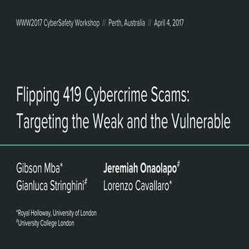 Flipping 419 Cybercrime Scams: Targeting the Weak and the Vulnerable | PDF