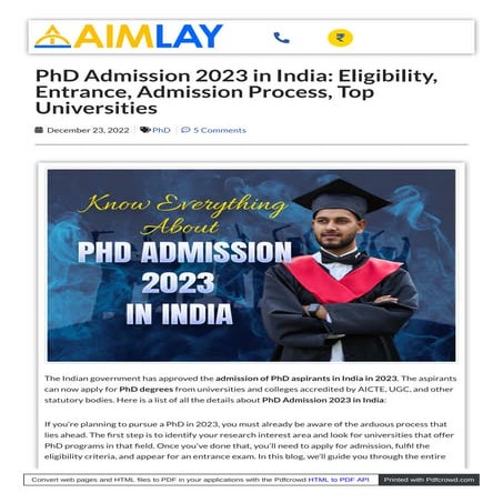 How to Apply for a PhD in India? PhD Enrollment Process India | PDF