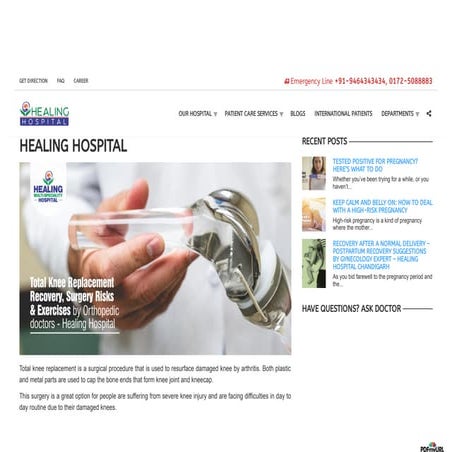 TOTAL KNEE REPLACEMENT RECOVERY, SURGERY RISKS & EXERCISES BY ORTHOPEDIC DOCTORS –HEALING ...