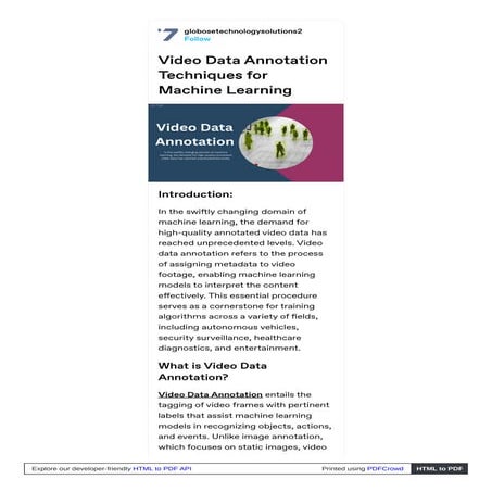 Video Data Annotation Techniques for Machine Learning | PDF